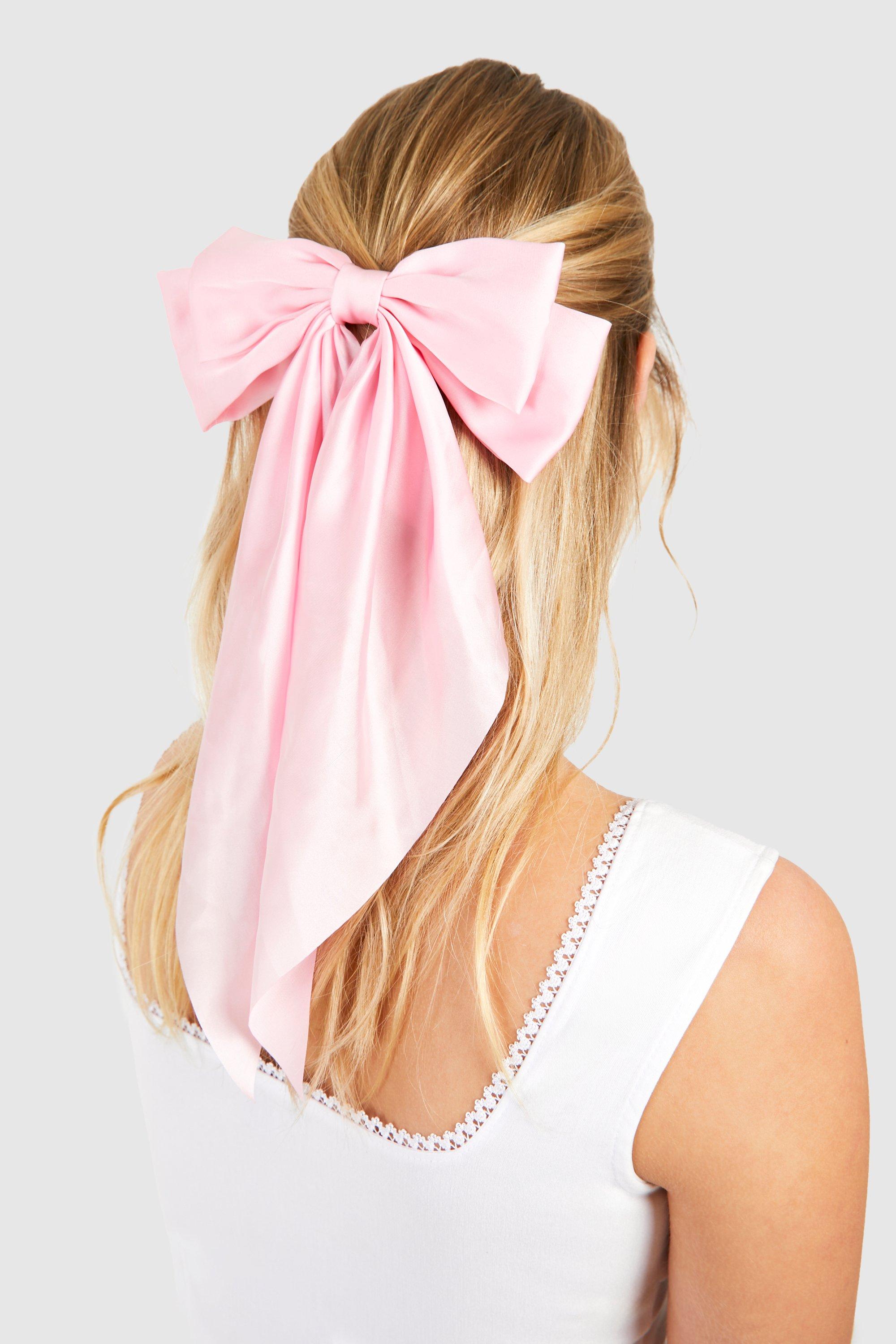 Oversized Baby Pink Satin Bow Hair Clip | boohoo USA Oversized Baby Pink Satin Bow Hair Clip | boohoo USA